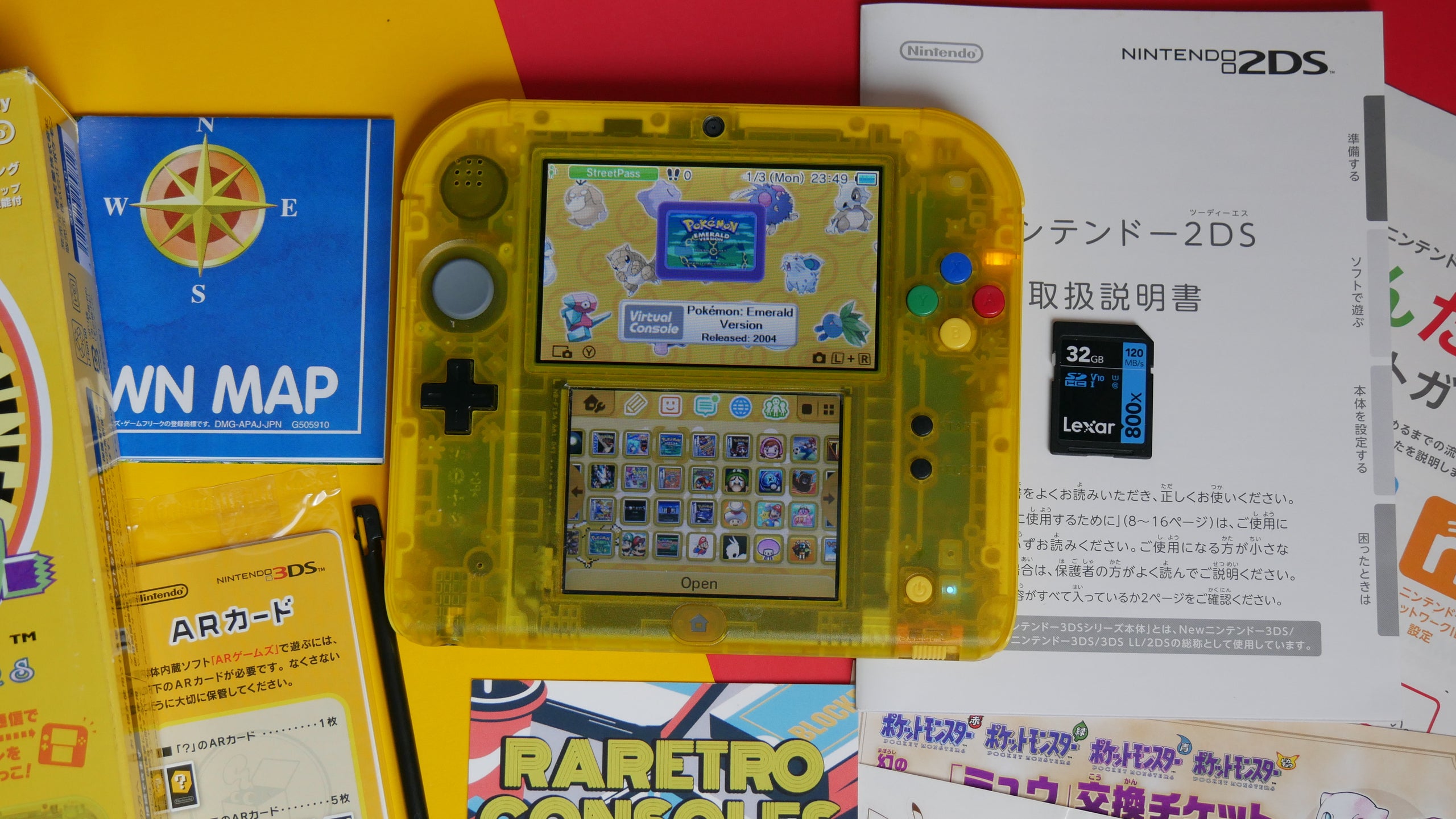 Nintendo 2DS Transparent Pokemon Yellow Pikachu Limited Edition with Box Raretro Consoles